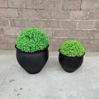China Fiber Clay Flower Pot 10 Inch Round Planter Box for Indoor Outdoor Garden Decoration for sale
