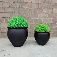 China Fiber Clay Flower Pot 10 Inch Round Planter Box for Indoor Outdoor Garden Decoration for sale