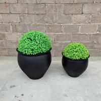 China Fiber Clay Flower Pot 10 Inch Round Planter Box for Indoor Outdoor Garden Decoration for sale