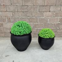 China Fiber Clay Flower Pot 10 Inch Round Planter Box for Indoor Outdoor Garden Decoration for sale
