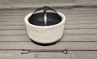 China Quangui QG-FR-01 Fiber Clay Charcoal Fire Pit 440x390mm with Chrome Cooking Grid - Frost Resistant for sale