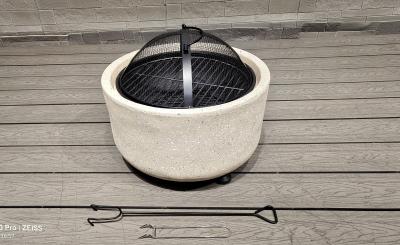 China Quangui QG-FR-01 Fiber Clay Charcoal Fire Pit 440x390mm with Chrome Cooking Grid - Frost Resistant for sale