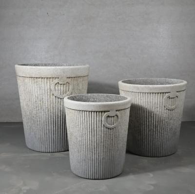 China GRC Cement Planter Pots 41x41x45cm Hand Carved Quadrate for Indoor Outdoor Garden for sale