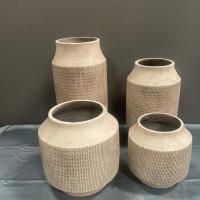 China GRC Planter Pots 36x36x76cm Waterproof Fireproof Cement Flower Planters for Indoor Outdoor Garden for sale