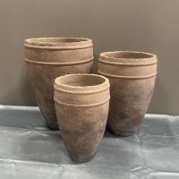 China GRC Fiber Cement Flower Pots Hand Carved Texture Ancients Style 5-6 Years Outdoor for sale