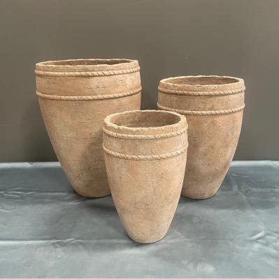 China GRC Fiber Cement Flower Pots Hand Carved Texture Ancients Style 5-6 Years Outdoor for sale
