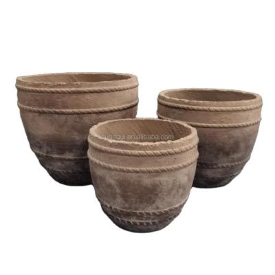 China Hand Carved Quadrate GRC Planter Pots 10 Sets Indoor Outdoor Garden Durable Cement for sale