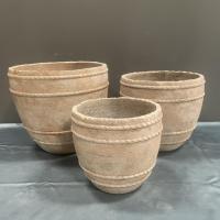 China Hand Carved Quadrate GRC Planter Pots 10 Sets Indoor Outdoor Garden Durable Cement for sale