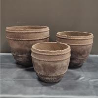 China Hand Carved Quadrate GRC Planter Pots 10 Sets Indoor Outdoor Garden Durable Cement for sale