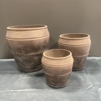 China GRC Planter Pots 5-6 Years Outdoor Hand Carved Cement Plant Holders Frost Resistant for sale