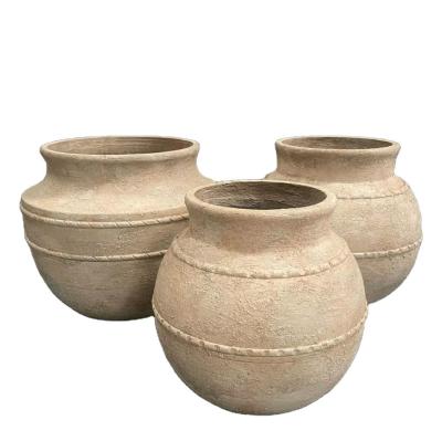China Texture Surface GRC Flower Planters Waterproof Fireproof 5-6 Years Outdoor Durable Cement Pots for sale