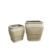 China GRC Flower Planter Ancients Style 38x38x38cm Frost Resistant Cement Pot for sale