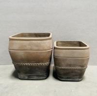 China GRC Flower Planter Ancients Style 38x38x38cm Frost Resistant Cement Pot for sale
