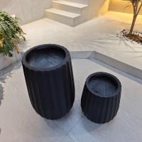China Fiber Clay Planter D440x390mm Frost-Resistant Round Plant Pot for Indoor Outdoor Garden for sale