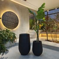 China Fiber Clay Planter D440x390mm Frost-Resistant Round Plant Pot for Indoor Outdoor Garden for sale