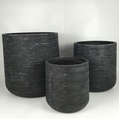 China Fiber Clay Planter D440x390mm Round Custom Color for Patio Garden Indoor Outdoor for sale