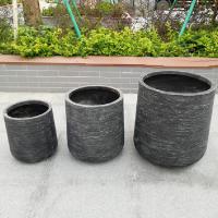 China Fiber Clay Planter D440x390mm Round Custom Color for Patio Garden Indoor Outdoor for sale