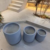 China Fiber Clay Planter D440x390mm Round Custom Color for Patio Garden Indoor Outdoor for sale