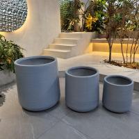 China Fiber Clay Planter D440x390mm Round Custom Color for Patio Garden Indoor Outdoor for sale