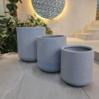 China Fiber Clay Planter D440x390mm Round Custom Color for Patio Garden Indoor Outdoor for sale