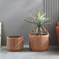 China Fiber Clay Planter D440x390mm Round Custom Color Frost Resistant Indoor Outdoor for sale