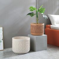 China Fiber Clay Planter D440x390mm Round Custom Color Frost Resistant Indoor Outdoor for sale