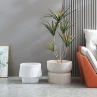 China Smooth Surface Fiber Clay Planters In Outdoor Space for sale
