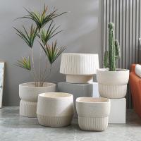 China Smooth Surface Fiber Clay Planters In Outdoor Space for sale