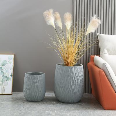 China Frost Resistant Fiber Clay Planter D440x390mm Indoor Outdoor Modern for sale