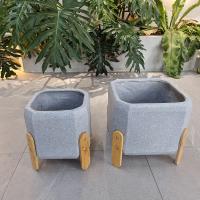 China Custom Fiber Clay Planter Hand Carve Finish Frost Resistant 330x330x270mm for sale