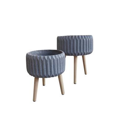 China Quangui Fiber Clay Planter Round D400mm H220mm Frost Resistant Custom Color Indoor Outdoor for sale