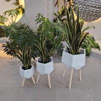 China Quangui Fiber Clay Planter Round 400x280mm Custom Color Indoor Outdoor for sale