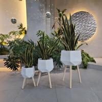 China Quangui Fiber Clay Planter Round 400x280mm Custom Color Indoor Outdoor for sale