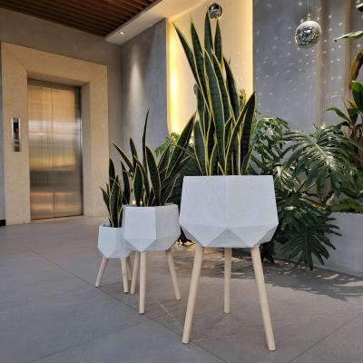 China Quangui Fiber Clay Planter Round 400x280mm Custom Color Indoor Outdoor for sale