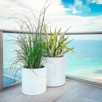 China Custom Fiberglass Flower Planter Round Square Rectangular Vase Pot for Garden Indoor Outdoor for sale