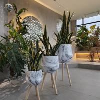 China Fiber Clay Planter Round D400mm H280mm Frost Resistant for Garden Patio Indoor Outdoor for sale