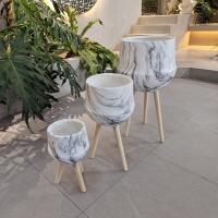 China Fiber Clay Planter Round D400mm H280mm Frost Resistant for Garden Patio Indoor Outdoor for sale