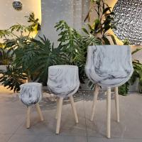China Fiber Clay Planter Round D400mm H280mm Frost Resistant for Garden Patio Indoor Outdoor for sale
