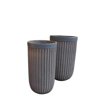 China Quangui Fiber Clay Planter Frost Resistant Round D360xH590 Durable Outdoor Garden Pot for sale
