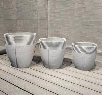 China Fiber Clay Planter Round 450mm Diameter Cement Reinforced for Indoor Outdoor Garden for sale