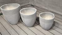 China Fiber Clay Planter Round 450mm Diameter Cement Reinforced for Indoor Outdoor Garden for sale
