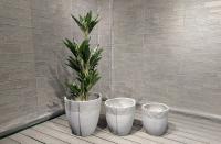 China Fiber Clay Planter Round 450mm Diameter Cement Reinforced for Indoor Outdoor Garden for sale