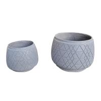 China Quangui Fiber Clay Planter Texture Surface Round Modern Plant Pot Size A D450 H360 for sale