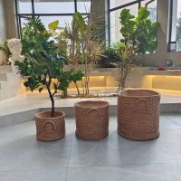 China Fiber Clay Planter 3 Sizes D420 H420 D390 H320 D320 H230 Frost Resistant Hand Carved for sale