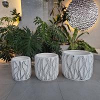 China Textured Round Fiber Clay Planter 5-6 Years Outdoor Life Durable Round Shape for sale