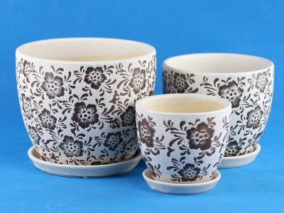 China QUANGUI Small Ceramic Pots with Drainage Glossy Finish Round Planter for Indoor Plants for sale