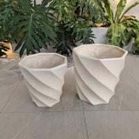 China Fiber Clay Planter Round Durable Waterproof Fireproof Lightweight 5-6 Years Outdoor 7-8 Years Indoor for sale