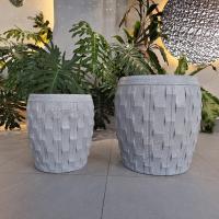 China Fiber Clay Planter D480xH500 Durable Frost Resistant Lightweight Outdoor Indoor for sale