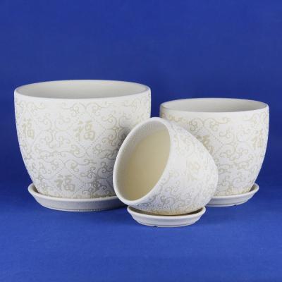 China Round Glazed Ceramic Flower Pots 20cm Glossy Finish Indoor Planters with Drainage Holes for sale