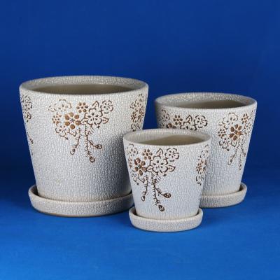China Customized Ceramic Pots Waterproof Fireproof Small Round Planters for Indoor Use for sale